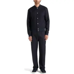 Manière De Voir Savin Pinstripe Bomber Jacket - Navy