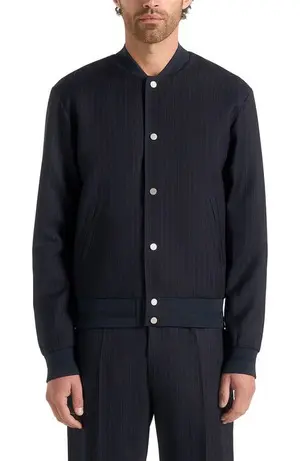 Manière De Voir Savin Pinstripe Bomber Jacket - Navy