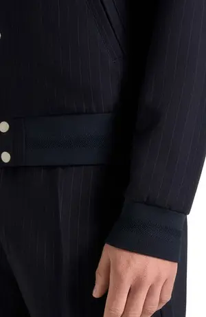 Manière De Voir Savin Pinstripe Bomber Jacket - Navy