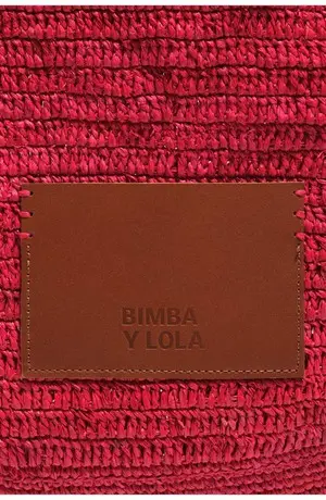 Bimba Y Lola Woven Raffia Shoulder Bag - Red