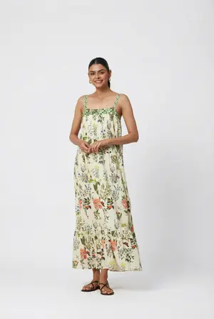 RO'S GARDEN Embroidered Maxi Dress - Multi Botanic