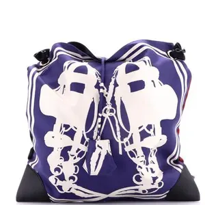 Hermès Silky City Bag Printed Silk And Leather Pm - Blue