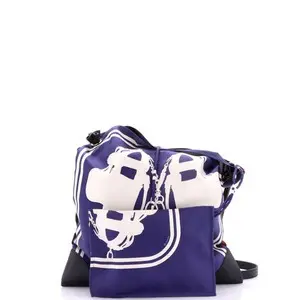 Hermès Silky City Bag Printed Silk And Leather Pm - Blue