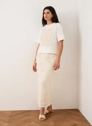 Mint Velvet Crochet Panel T-shirt