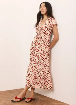 Mint Velvet Cherry Print Midi Dress - Red
