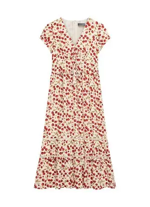 Mint Velvet Cherry Print Midi Dress - Red
