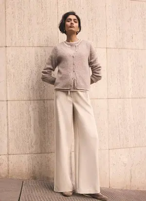 Mint Velvet Crochet Side Stripe Wide Leg Joggers