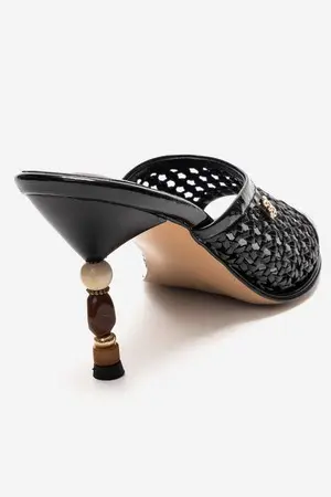 PROLOGUE SHOES Selvian Woven Stiletto Sandal - Black