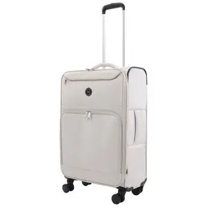 MARTHA STEWART 27" Expandable Spinner Suitcase With 8 Wheels And Front Zip Pockets - Light Grey