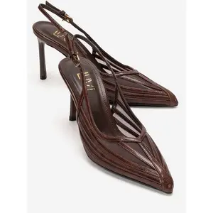 PROLOGUE SHOES Eleana Slingback Stiletto Pump - Brown