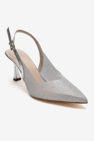 PROLOGUE SHOES Dorata Embellished Stiletto Pumps - Silver