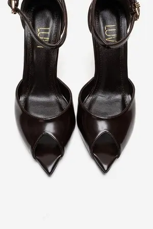 PROLOGUE SHOES Dona Stiletto Pump With Ankle Strap - Brown