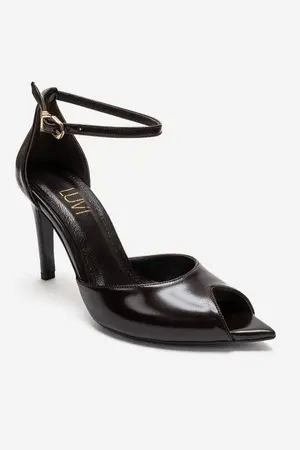 PROLOGUE SHOES Dona Stiletto Pump With Ankle Strap - Brown