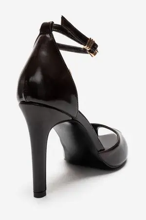 PROLOGUE SHOES Dona Stiletto Pump With Ankle Strap - Brown