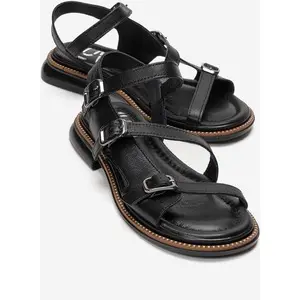 FOREVER & ALWAYS SHOES Morez Leather Sandal - Black