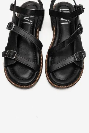 FOREVER & ALWAYS SHOES Morez Leather Sandal - Black