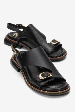 FOREVER & ALWAYS SHOES Cruel Leather Slingback Sandal - Black