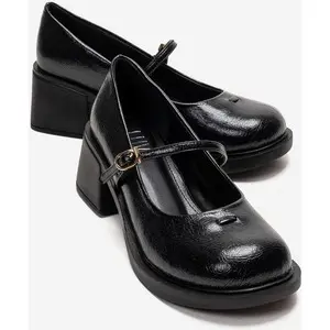 PROLOGUE SHOES Luanda Block Heel Mary Jane Shoes - Black
