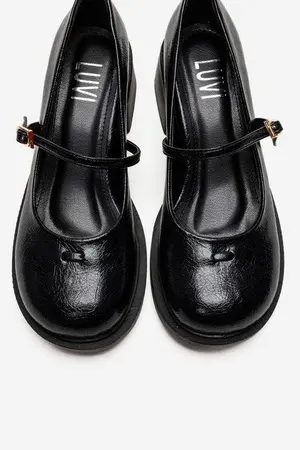 PROLOGUE SHOES Luanda Block Heel Mary Jane Shoes - Black