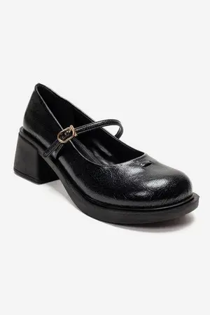 PROLOGUE SHOES Luanda Block Heel Mary Jane Shoes - Black
