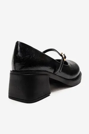 PROLOGUE SHOES Luanda Block Heel Mary Jane Shoes - Black