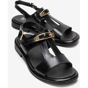 FOREVER & ALWAYS SHOES Leather Buckle Sandal - Black
