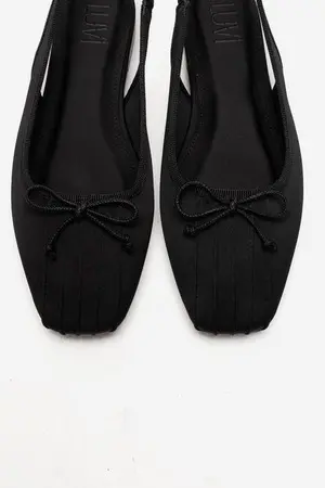 PROLOGUE SHOES Zelvia Bow Slingback Ballet Flats - Black