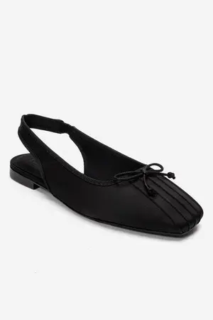 PROLOGUE SHOES Zelvia Bow Slingback Ballet Flats - Black
