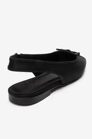 PROLOGUE SHOES Zelvia Bow Slingback Ballet Flats - Black