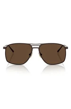 Brunello Cucinelli Titanium Rectangular Sunglasses - Chocolate
