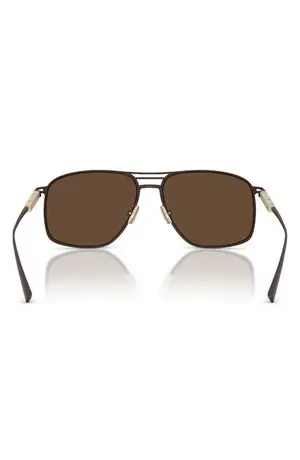 Brunello Cucinelli Titanium Rectangular Sunglasses - Chocolate