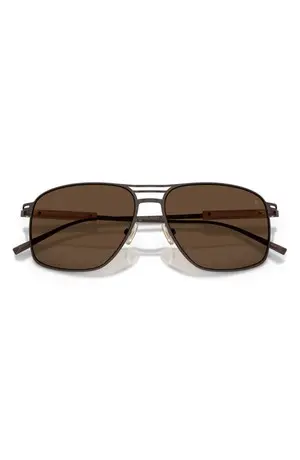 Brunello Cucinelli Titanium Rectangular Sunglasses - Chocolate