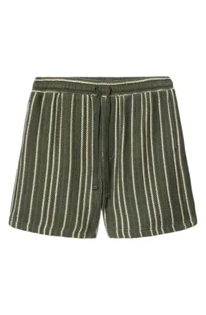 John Varvatos Vertical Stripe Cotton Blend Drawstring Shorts