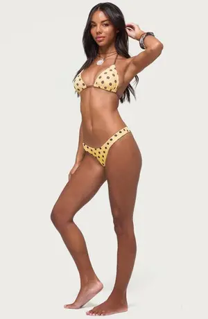 EDIKTED Melanie Polka Dot Triangle Bikini Top