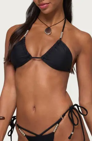 EDIKTED Beaded Triangle Bikini Top