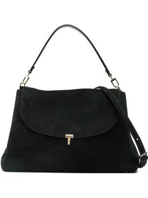 TOTEME T-lock Suede Satchel Bag - Black