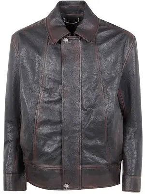 GOLDEN GOOSE Journey M's" Prince Nappa Leather Bomber Jacket - Blue