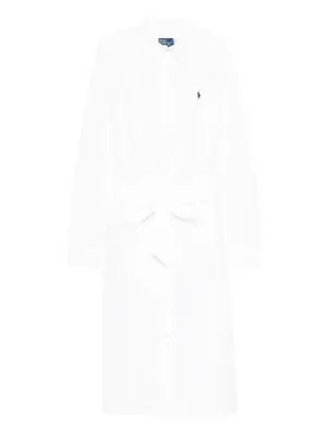 Polo Ralph Lauren Cotton-linen Blend Long Sleeve Midi Shirt Dress - White