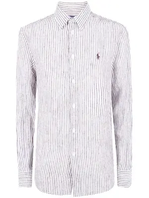 Polo Ralph Lauren Striped Linen Sport Shirt - Brown