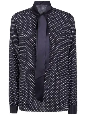 TOM FORD Polka Dot Silk Crepe De Chine Lavalliere Tunic - Black