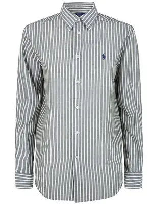 Polo Ralph Lauren Striped Cotton Linen Sport Shirt - Green