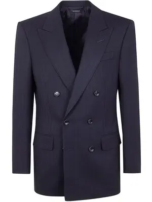 TOM FORD Solid Satin Stripe Double Breasted Jacket