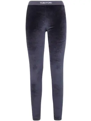 TOM FORD Stretch Lustrous Velour Leggings - Black