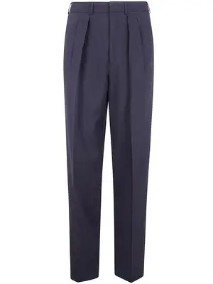 TOM FORD Wool Cashmere Silk Reps Double Pleat Pants - Black