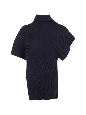 Issey Miyake Ribbed Cotton Cashmere Knit Top