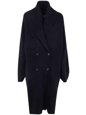 TOTEME Long Shawl Lapel Cardigan In Wool - Black