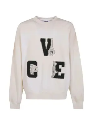 GOLDEN GOOSE Star" Boxi Crewneck Sweatshirt With Vintage Treatment And Embellished Patches - Gray