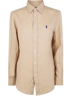 Polo Ralph Lauren Classic Long Sleeve Linen Shirt - Brown
