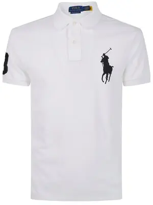Polo Ralph Lauren Short Sleeves Knit Big Logo Polo Shirt - White