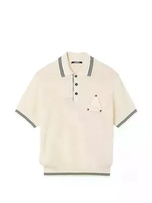 Jacquemus The Voilier Striped-trim Waffle-knit Polo Shirt - White